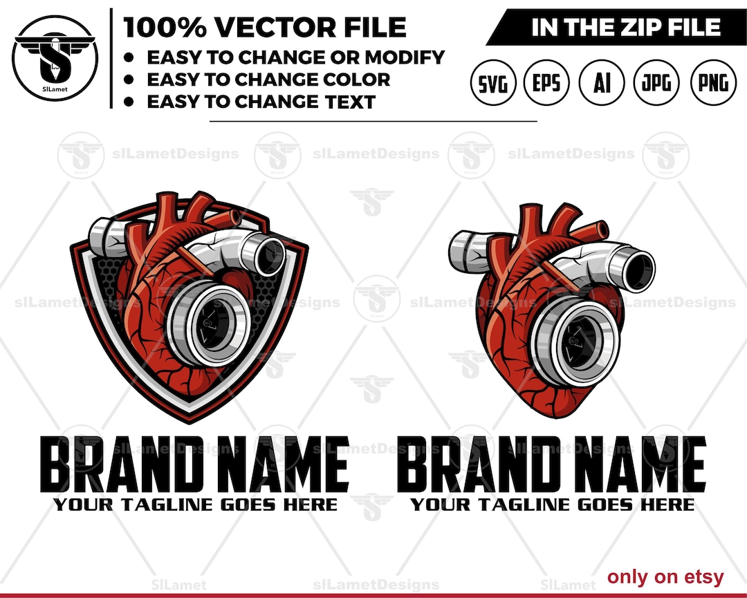 Heart Turbo Logo, Turbo Logo, Turbo Power Logo, Turbo Heart Logo, Turbo ...