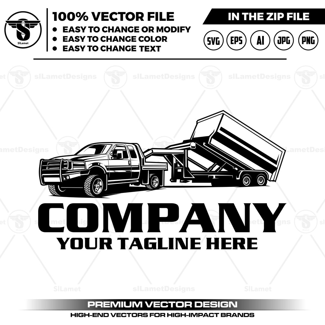 Trailer Towing Logo SVG: Pickup Truck Outline, Dump Trailer Design - Etsy