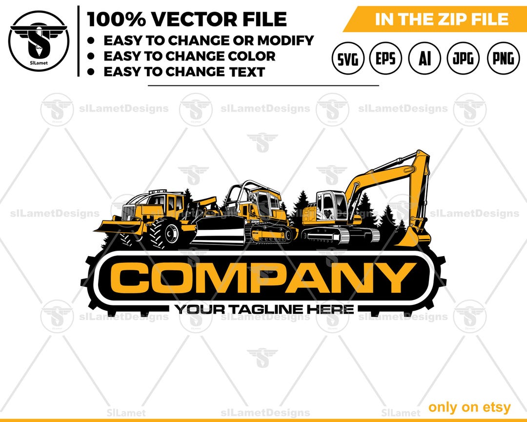 Forestry Equipment Logo: Bulldozer, Excavator Logo & Grapple Skidder ...