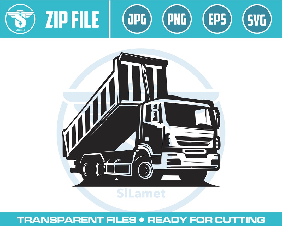 Dump Truck SVG: Construction Clipart, Truck Silhouette (digital ...