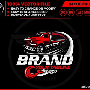Flatbed Tow Truck Logo: Towing Service Graphic (digital Download) - Etsy