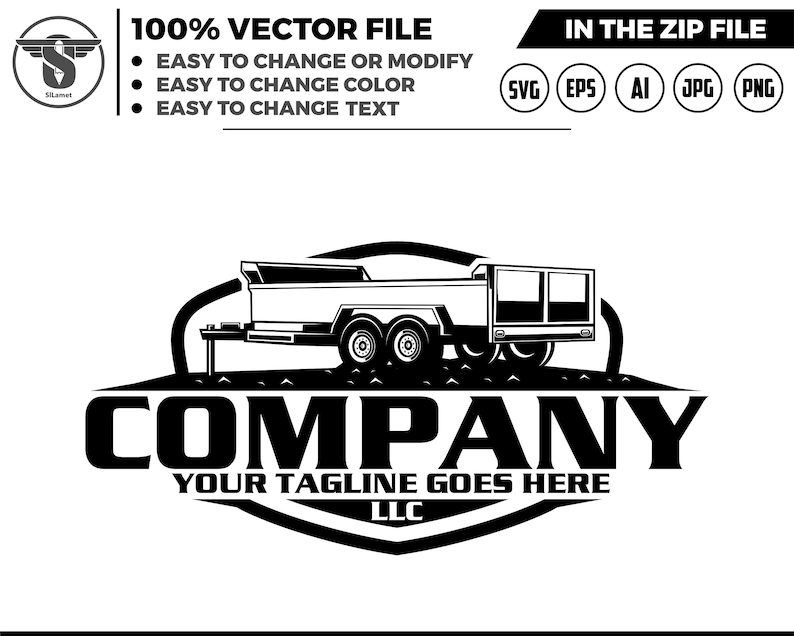 Silhouette Dump Trailer Logo, Trailer Towing Logo, Truck Pickup Logo ...