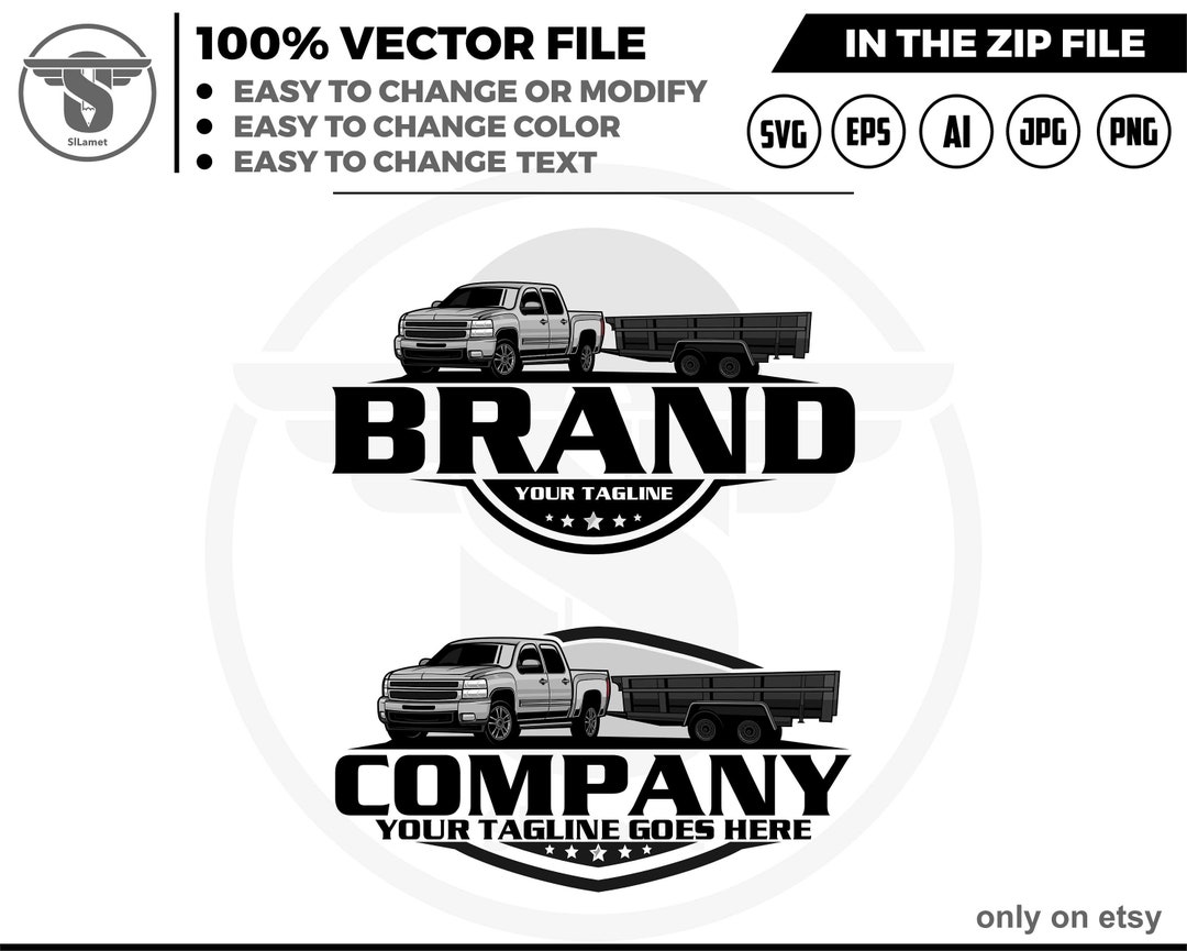 Dump Trailer Logo SVG: Pickup Truck Towing Company Design (digital ...