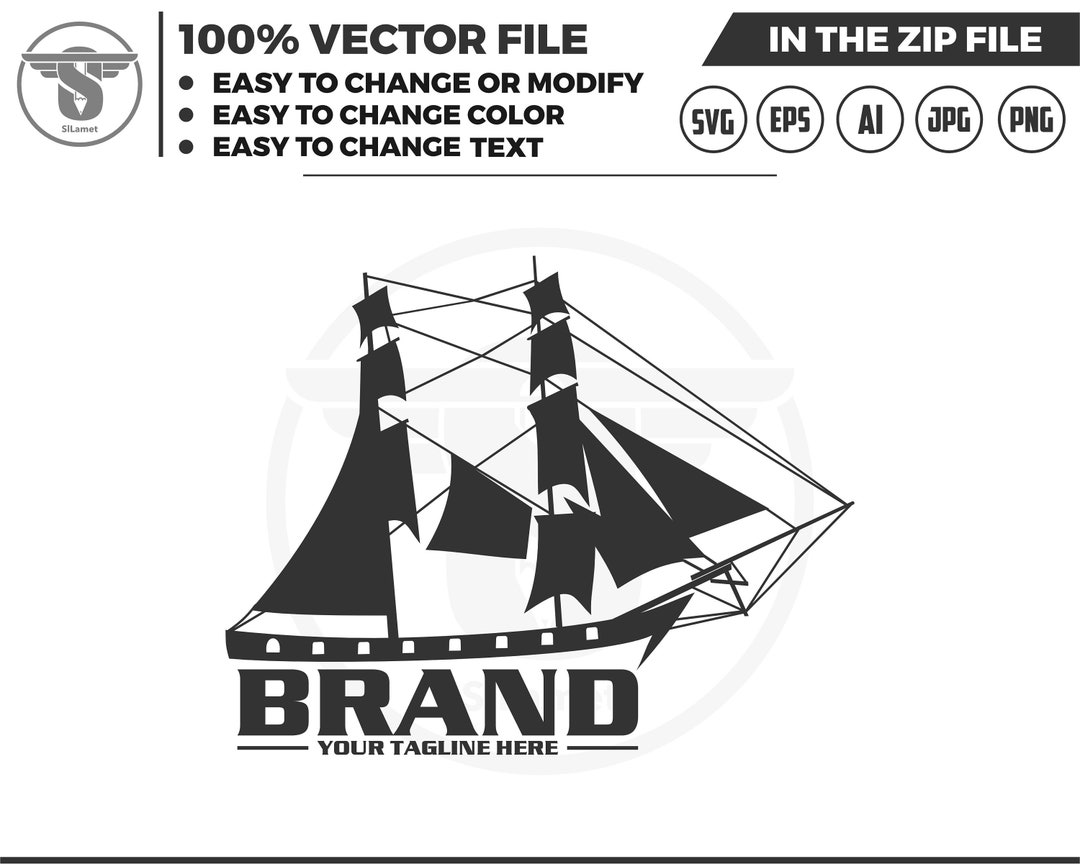 Sailing Ship SVG: Boat Logo, Vector Graphics (digital Download) - Etsy