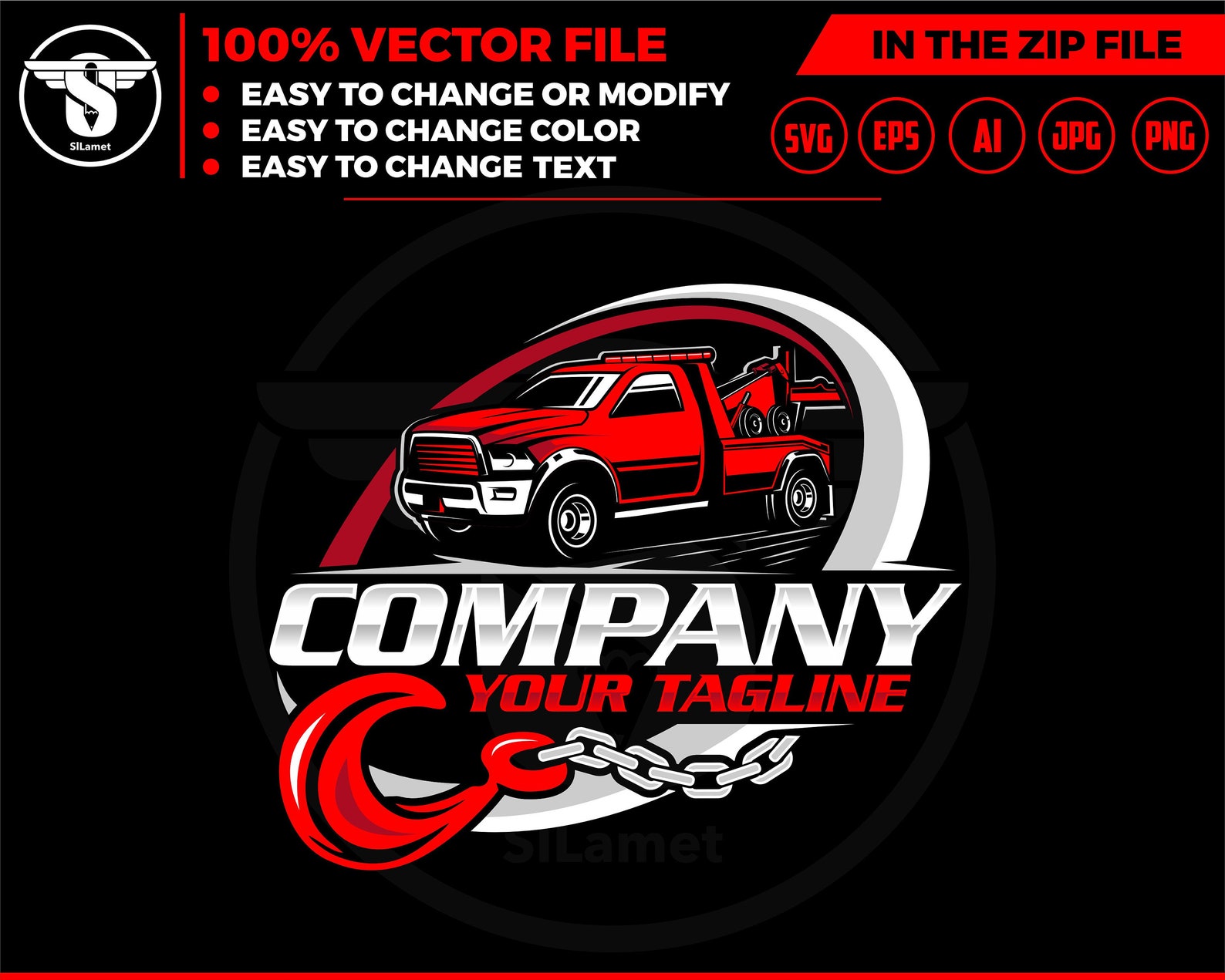 Towing Truck Logo, Towing Logo Template, Towing Chain Svg, Tow Truck ...