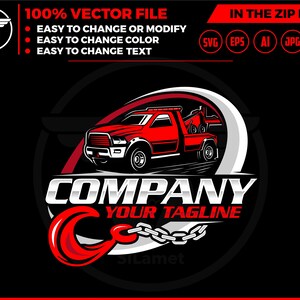 Towing Truck Logo Template, Tow Chain SVG, Vector Graphics (digital ...