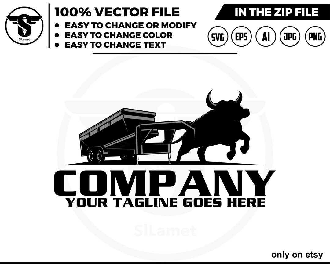 Bull Pulling Dump Trailer Logo, Bull Dump Trailer Rental Logo, Logo Svg ...