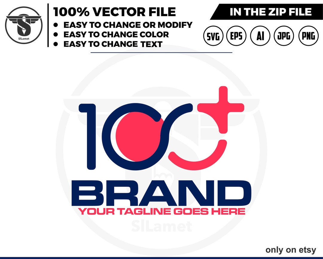 100 Plus Logo - 100 Logo - Etsy