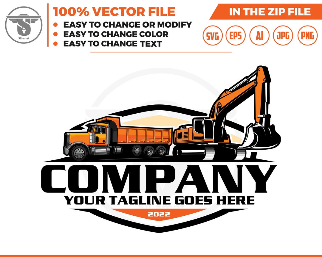 Dump Truck and Excavator Logo - Digging Logo - Earth Digging Logo ...