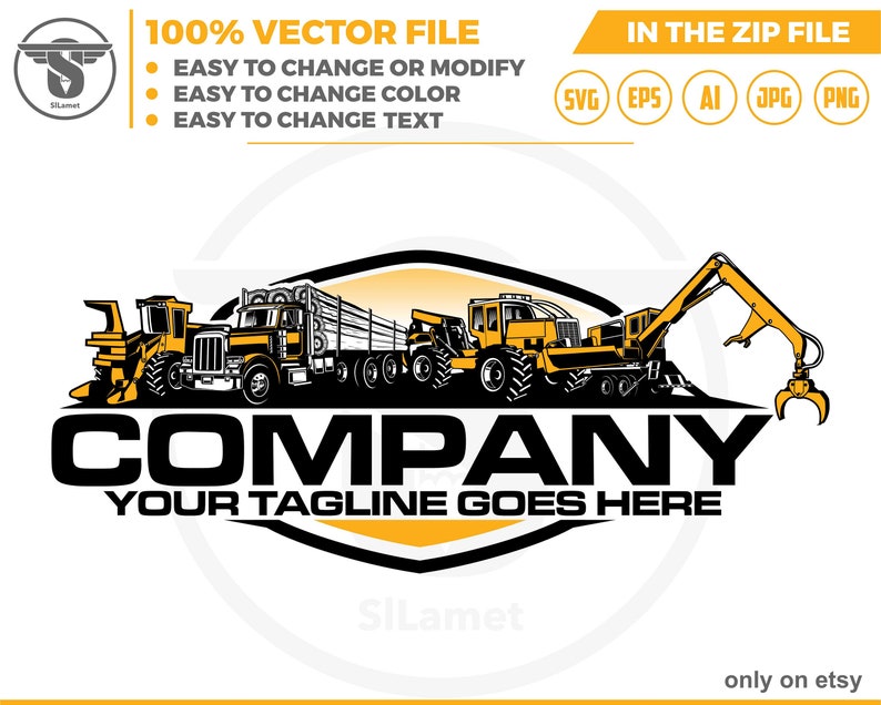 Logging Equipment Logo: Heavy Machines Vector Graphics (digital ...