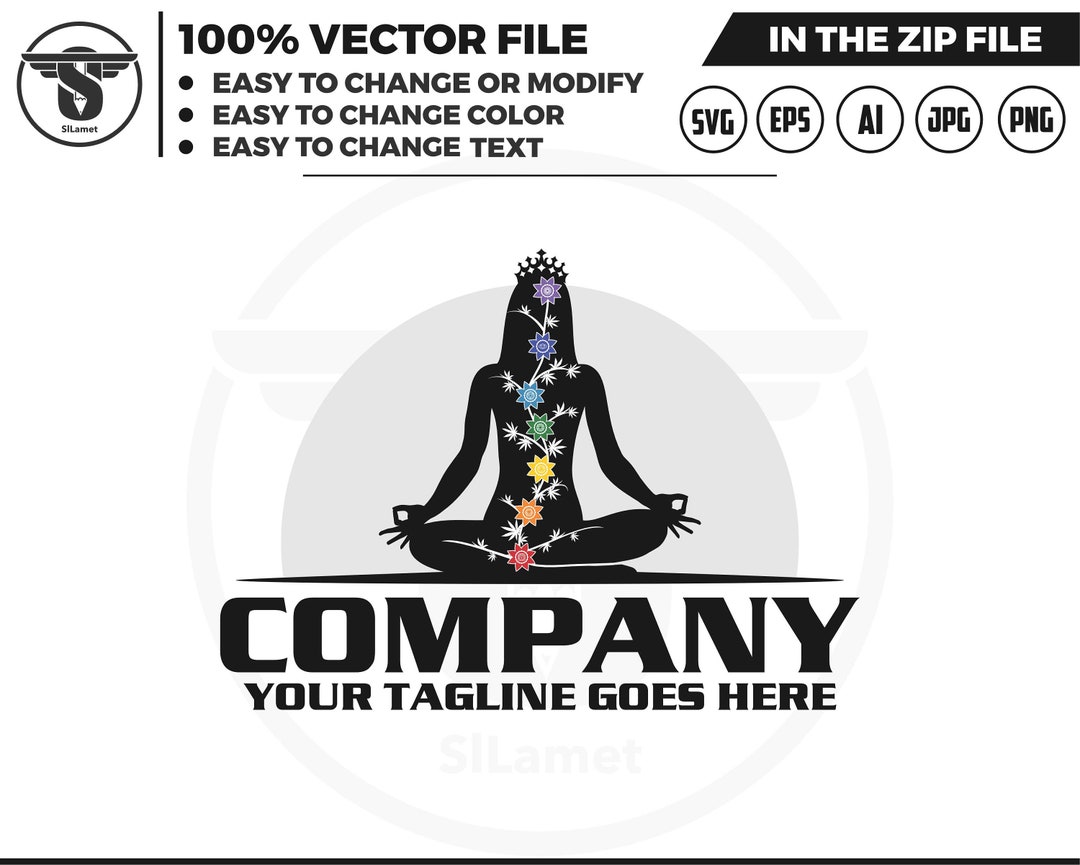 Meditation Logo - Woman Meditation Logo - Chakra Meditation - Etsy