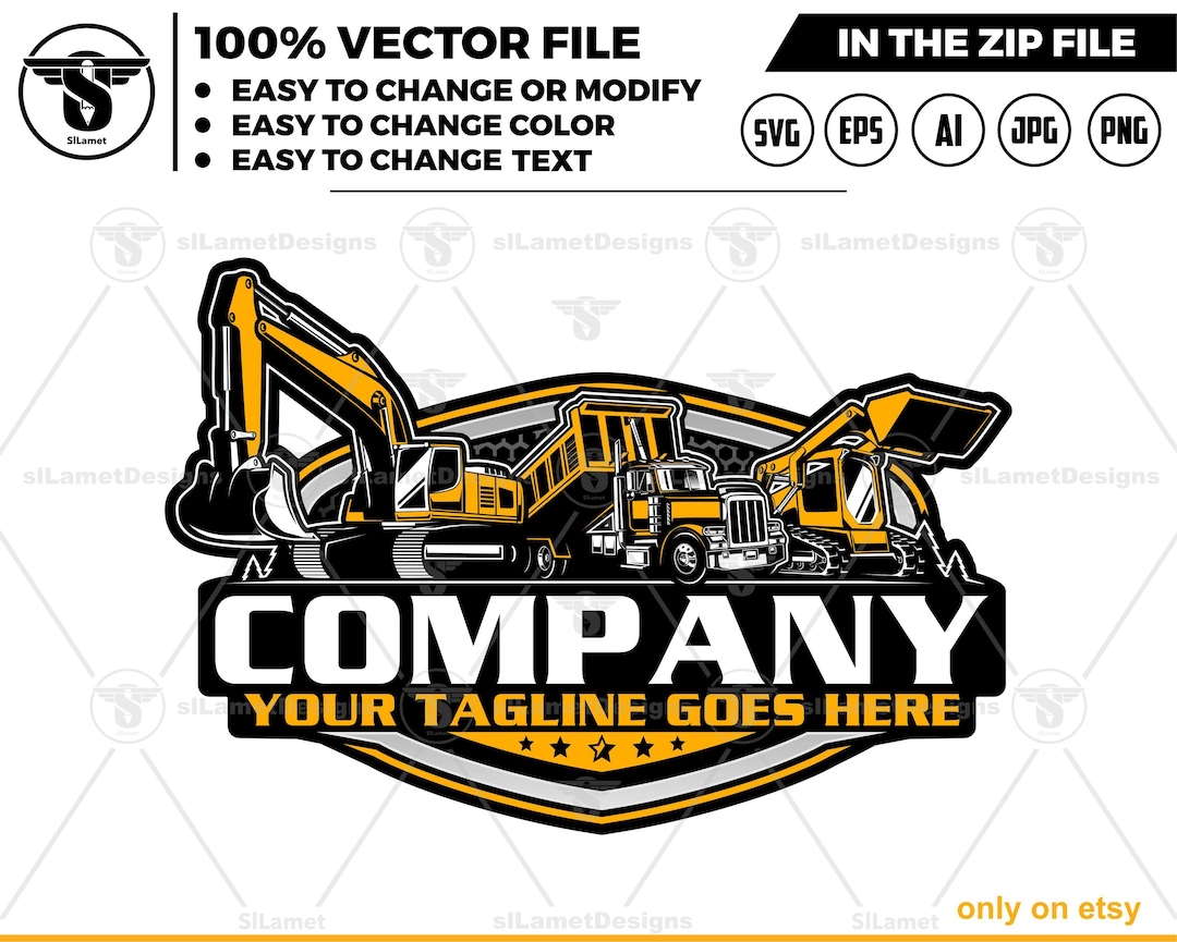 Heavy Equipment Logo: Skid Steer, Dump Truck, Excavator (digital ...