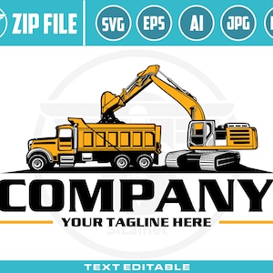 Dump Truck and Excavator Logo - Digging Logo - Earth Digging Logo ...