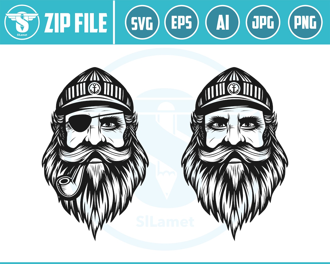 Fisherman Captain Svg, Sea Captain SVG, Pirate Svg, Captain Face Svg ...