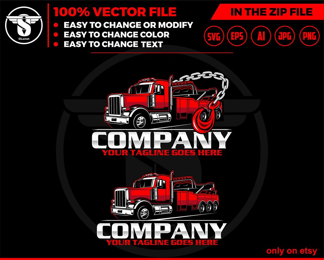 Tow Truck Logo Template: Towing Chain SVG, 18 Wheeler (digital Download ...