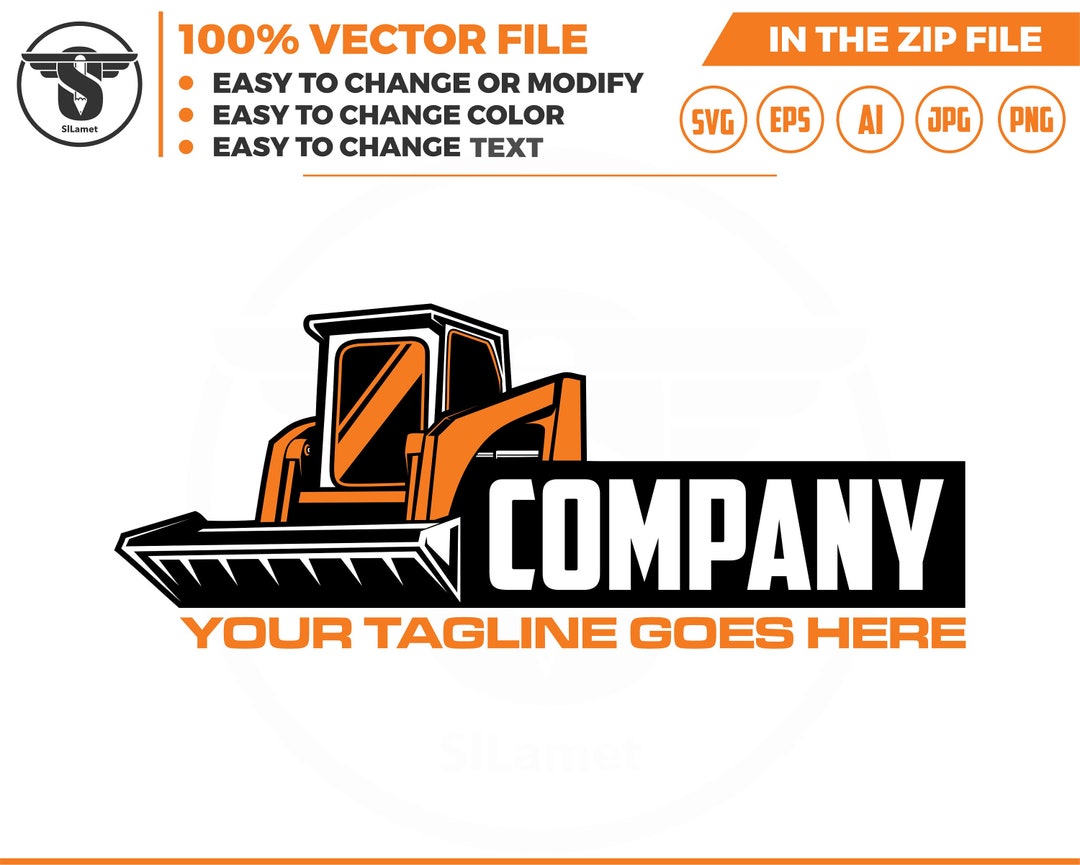 Skid Steer Loader Logo, Skid Steer Bulldozer Logo, Skid Steer Svg ...