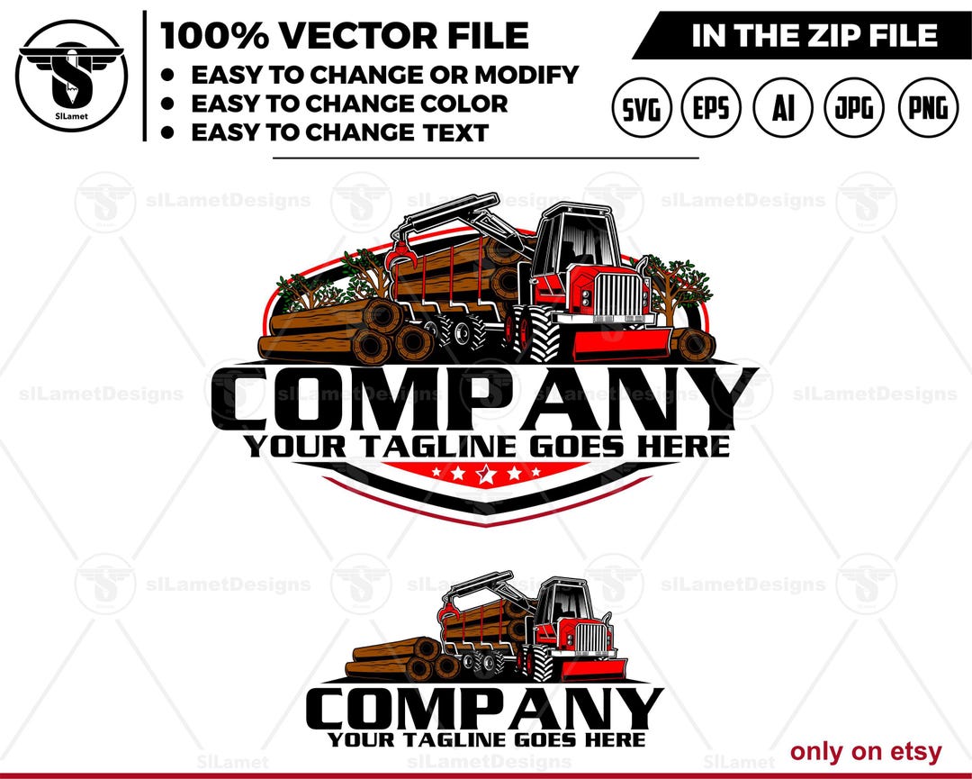 Logging Equipment Logo: Forwarder Truck Vector Graphics (digital ...