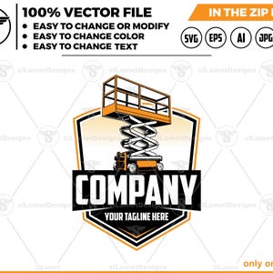 Scissor Lift Logo Design - Construction Equipment Graphic (digital ...