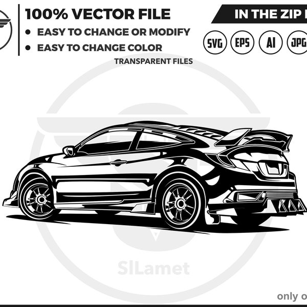 Honda Civic Silhouette - Etsy