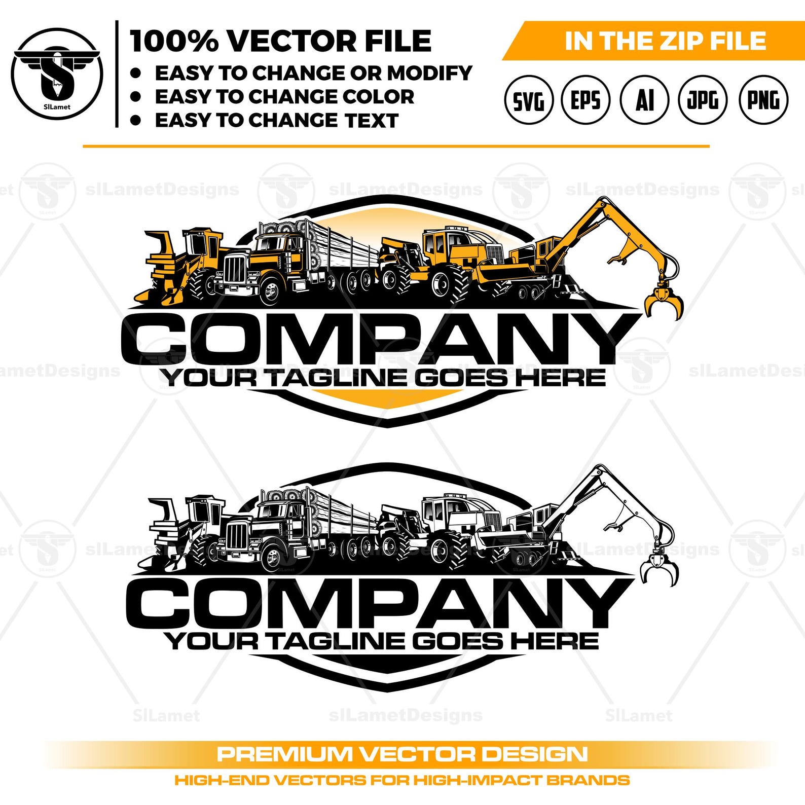 Logging Equipment Logo: Heavy Machines Vector Graphics (digital ...