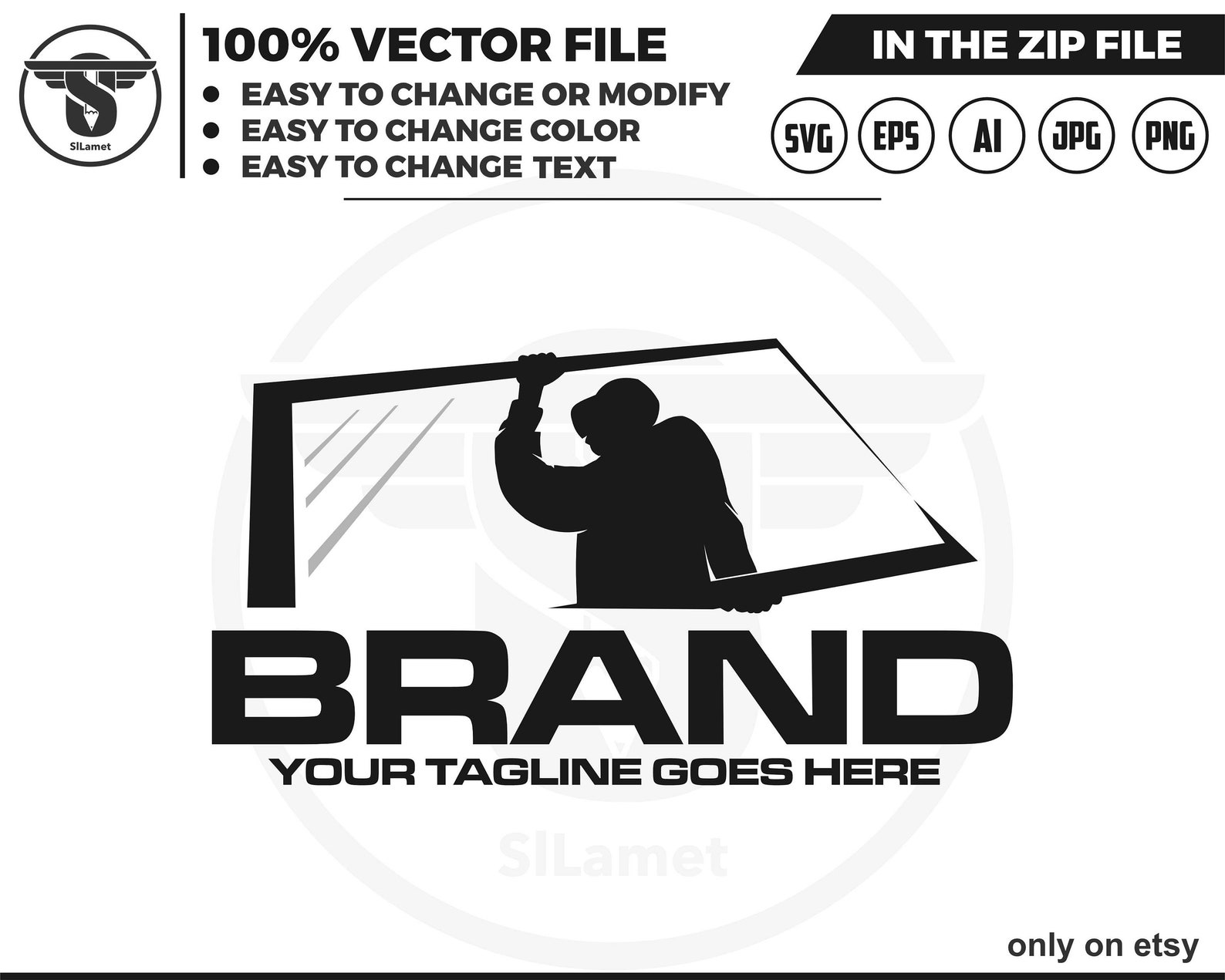 Glazier Logo - Glass Repair Logo - Window House Repair Logo - Etsy