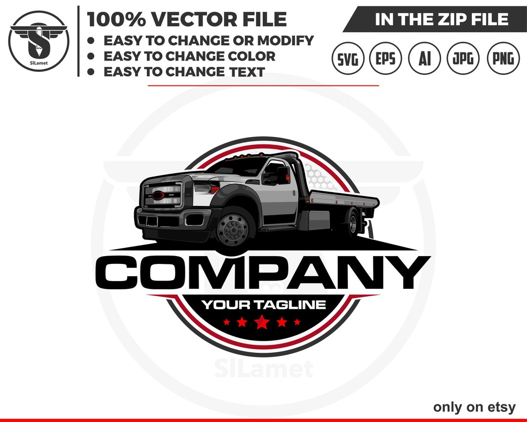Flatbed Tow Truck PICKUP Logo - Flatbed Towing - Towing Truck Logo ...