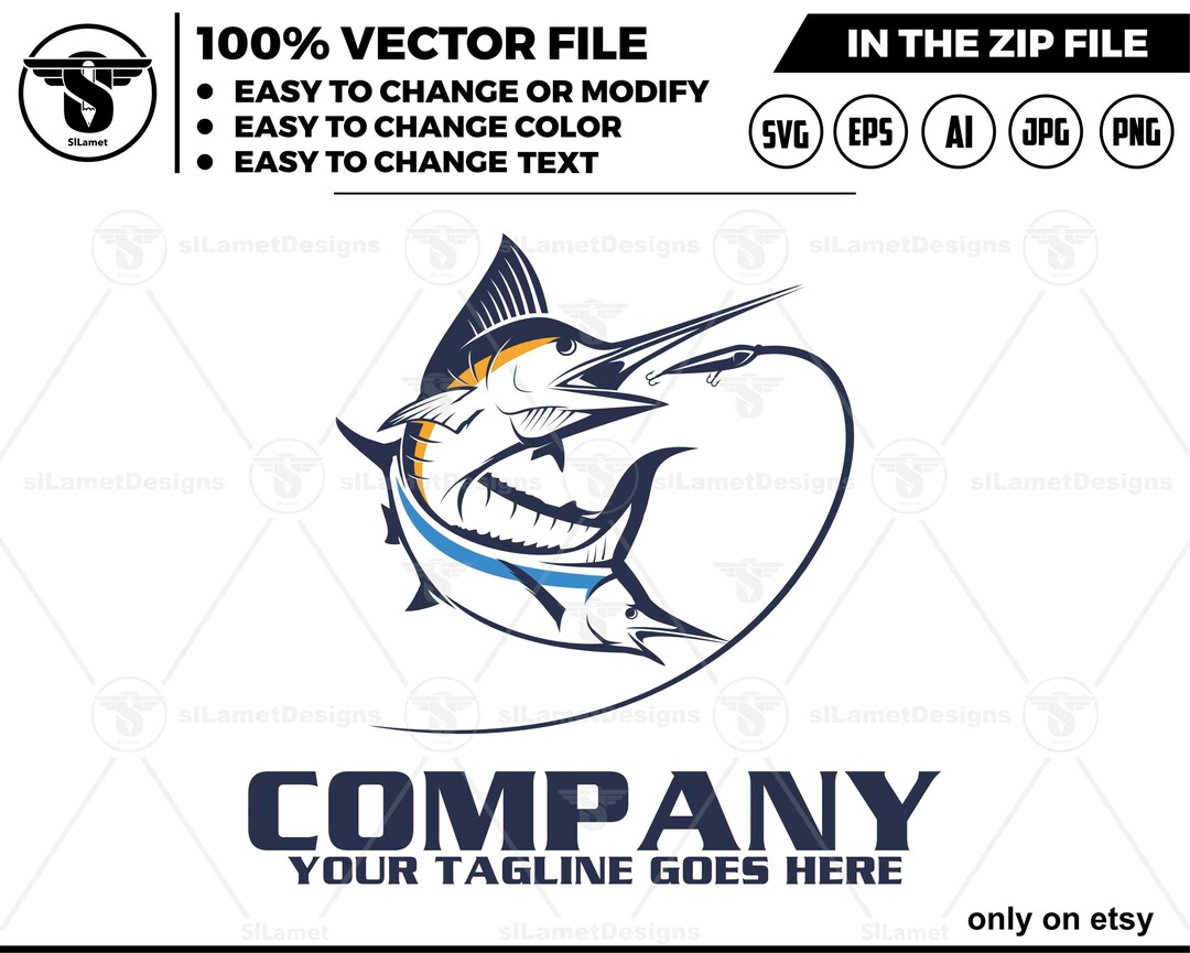 Fishing Logo, Marlin and Sailfish Fishing Logo, Tuna Fishing Logo ...