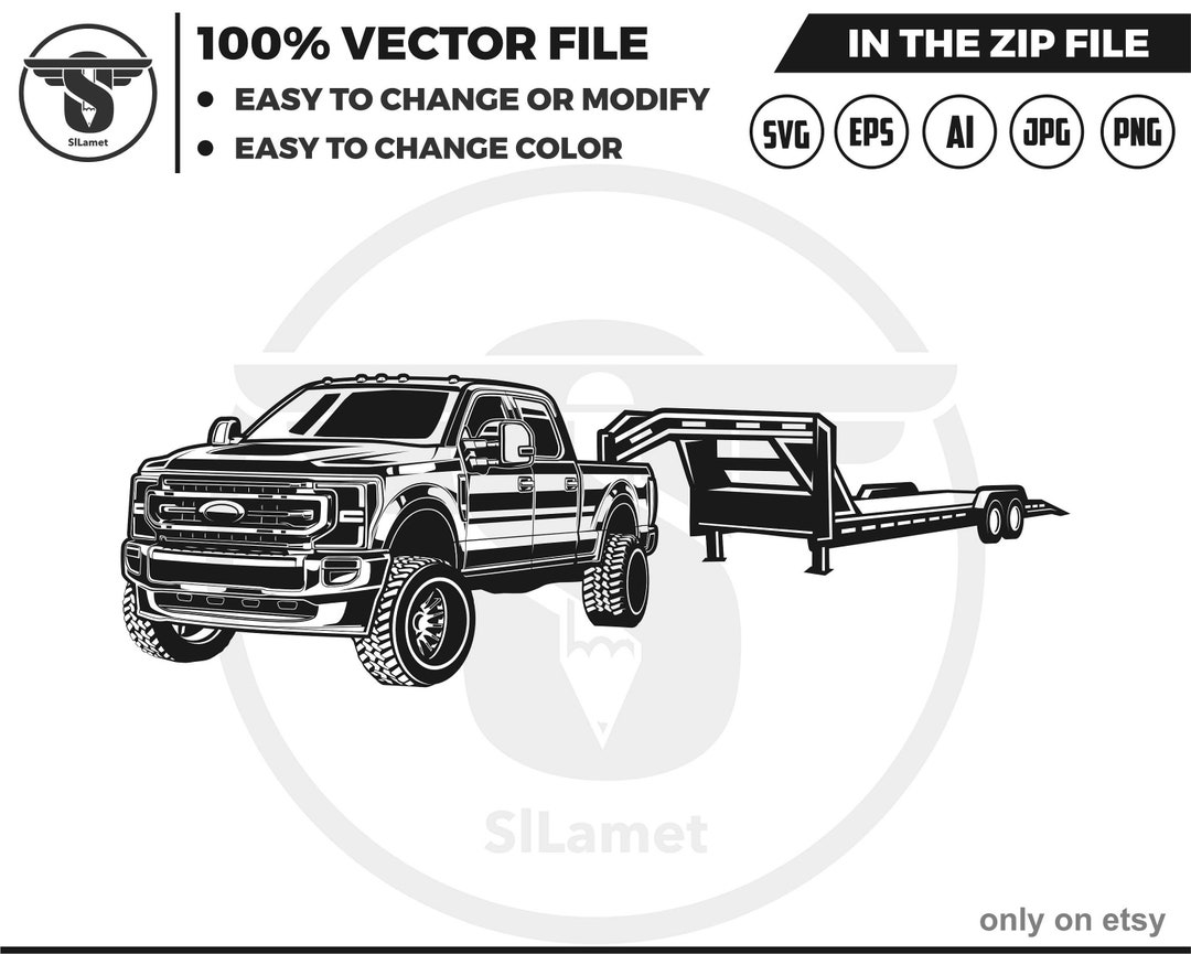 Ford Super Duty and Gooseneck Trailer Svg, Pickup Truck, Pickup Truck ...