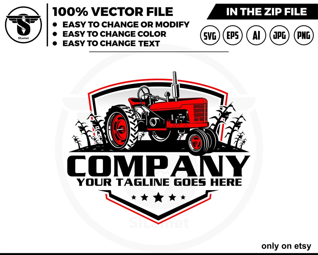 Vintage Tractor Logo - Vintage Tractor Silhouette - Old Tractor Logo - Classic Tractor Logo ...