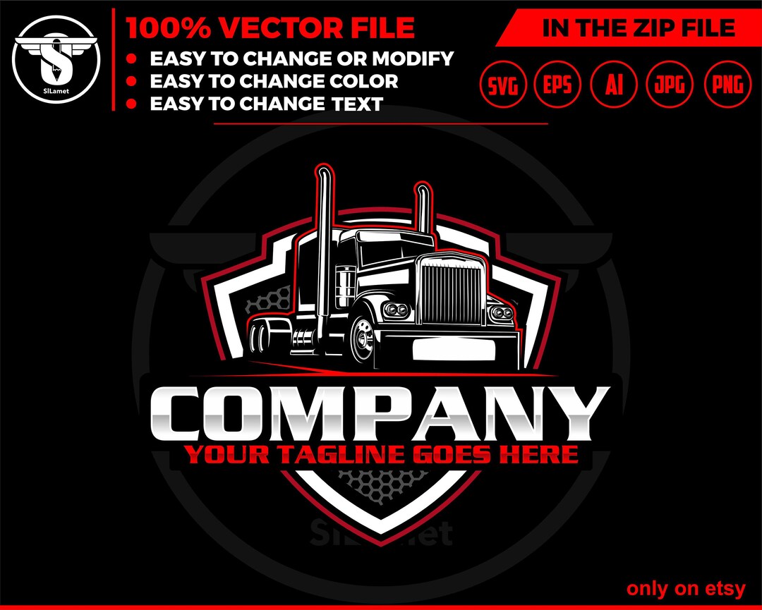 Trucking Company Logo Design: Semi Truck Vector Graphics (digital ...