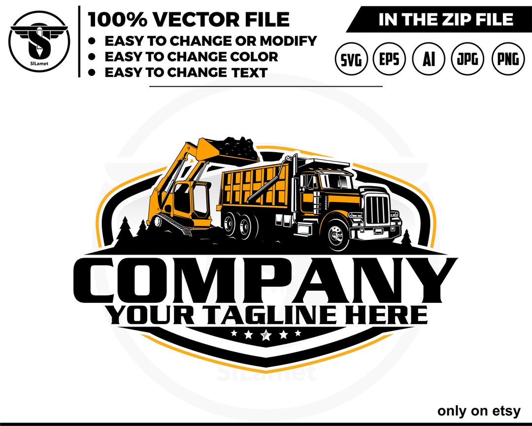 Dump Truck and Skid Steer Logo - Equipment Vehicles Logo - Heavy ...