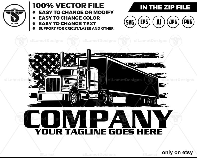 American Trucking Logo - Trucking Company Logo - Semi Truck Trailer Svg ...