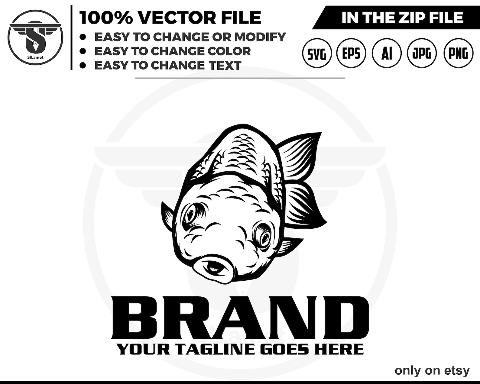 Goldfish Logo Colorful Fish Vector Logo Decorative Fish - Etsy