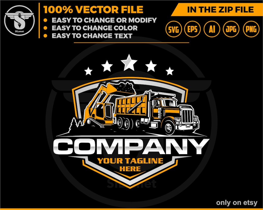 Heavy Equipment Logo: Dump Truck & Skid Loader SVG (digital Download ...