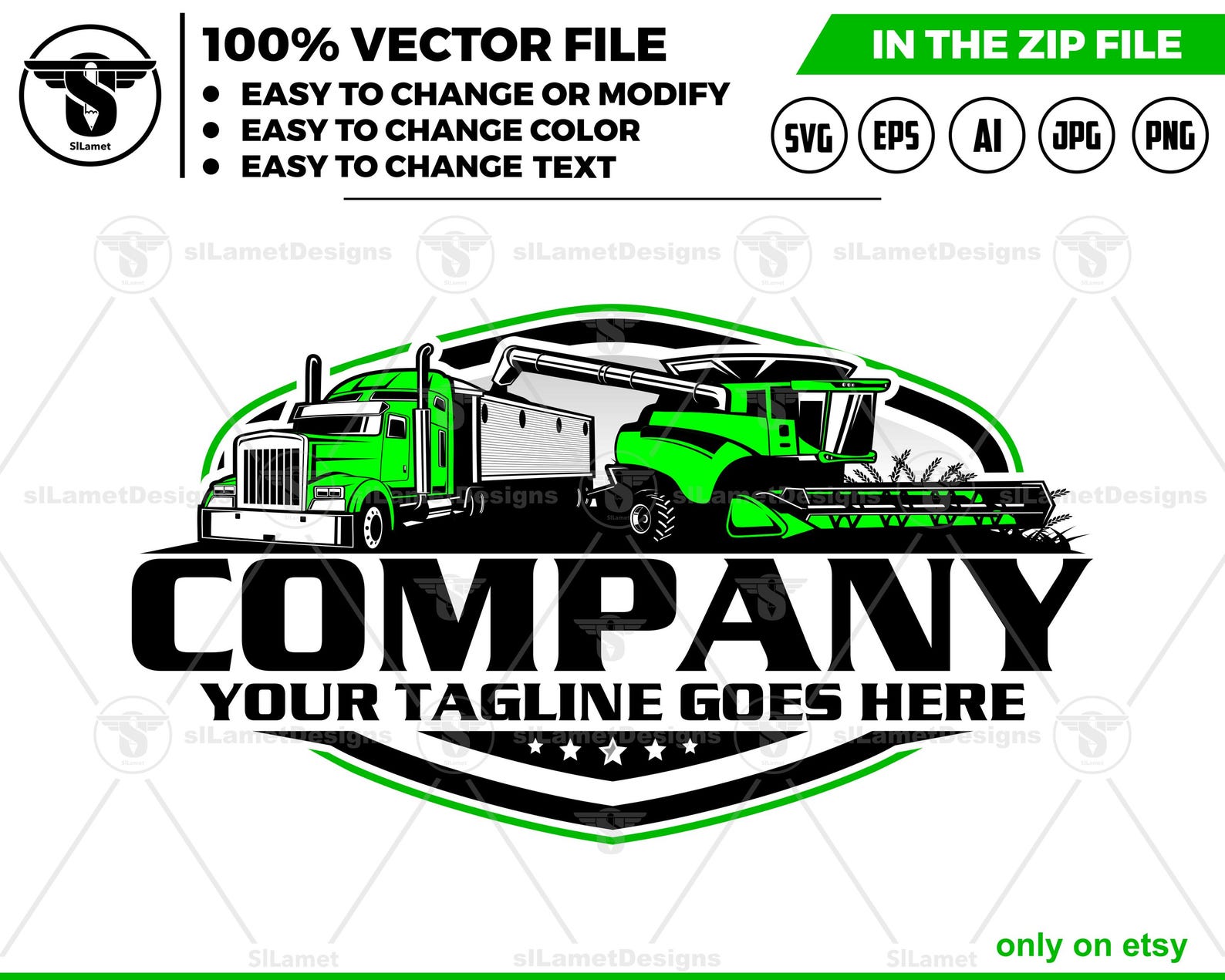 Combine Harvester Logo: Farm Equipment Vector Graphics (digital ...