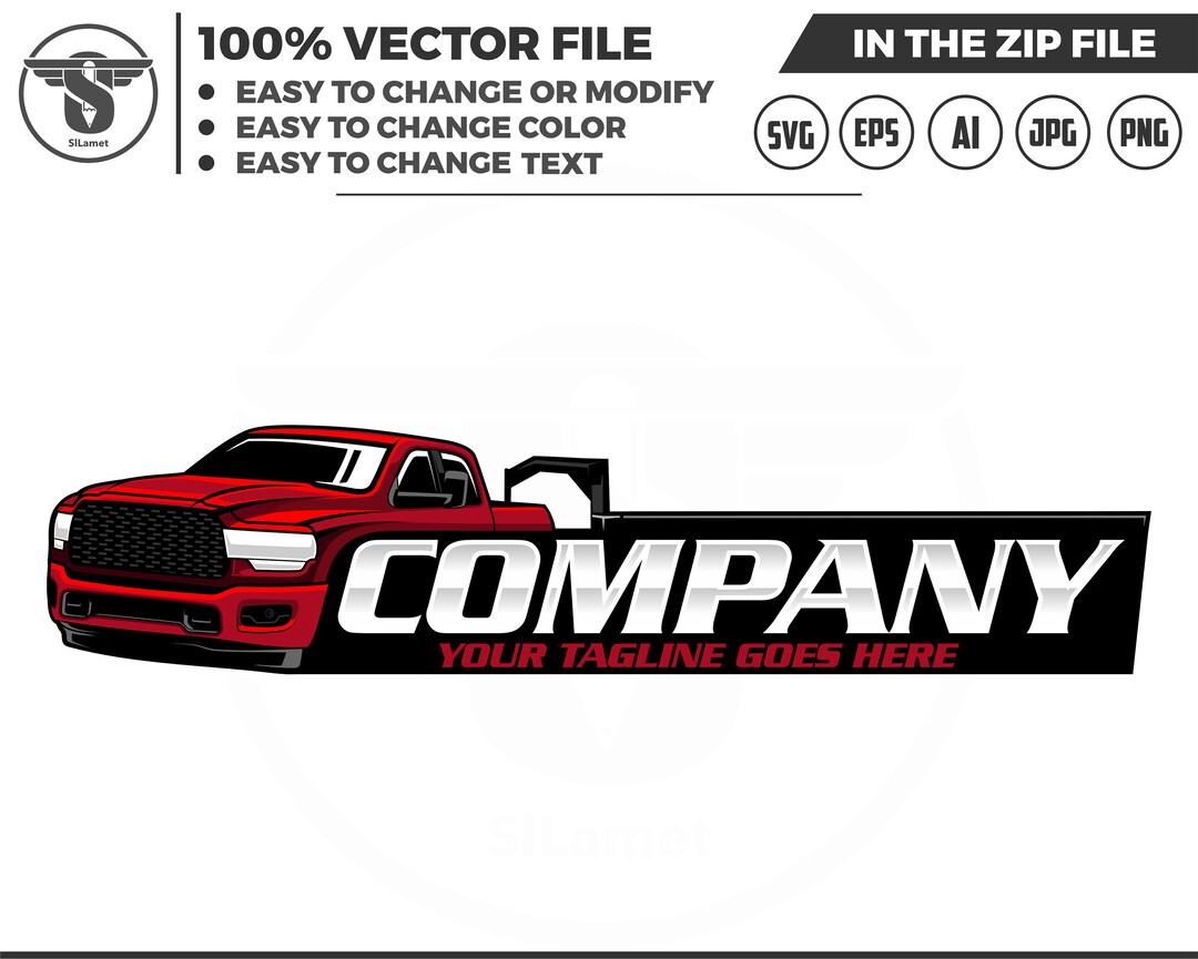Pickup and Trailer Logo - Trailer Towing Logo - Towing Company Logo - Etsy