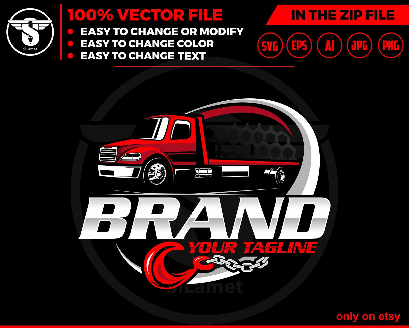 Flatbed Tow Truck Logo: Towing Service Graphic (SVG AI) - Etsy