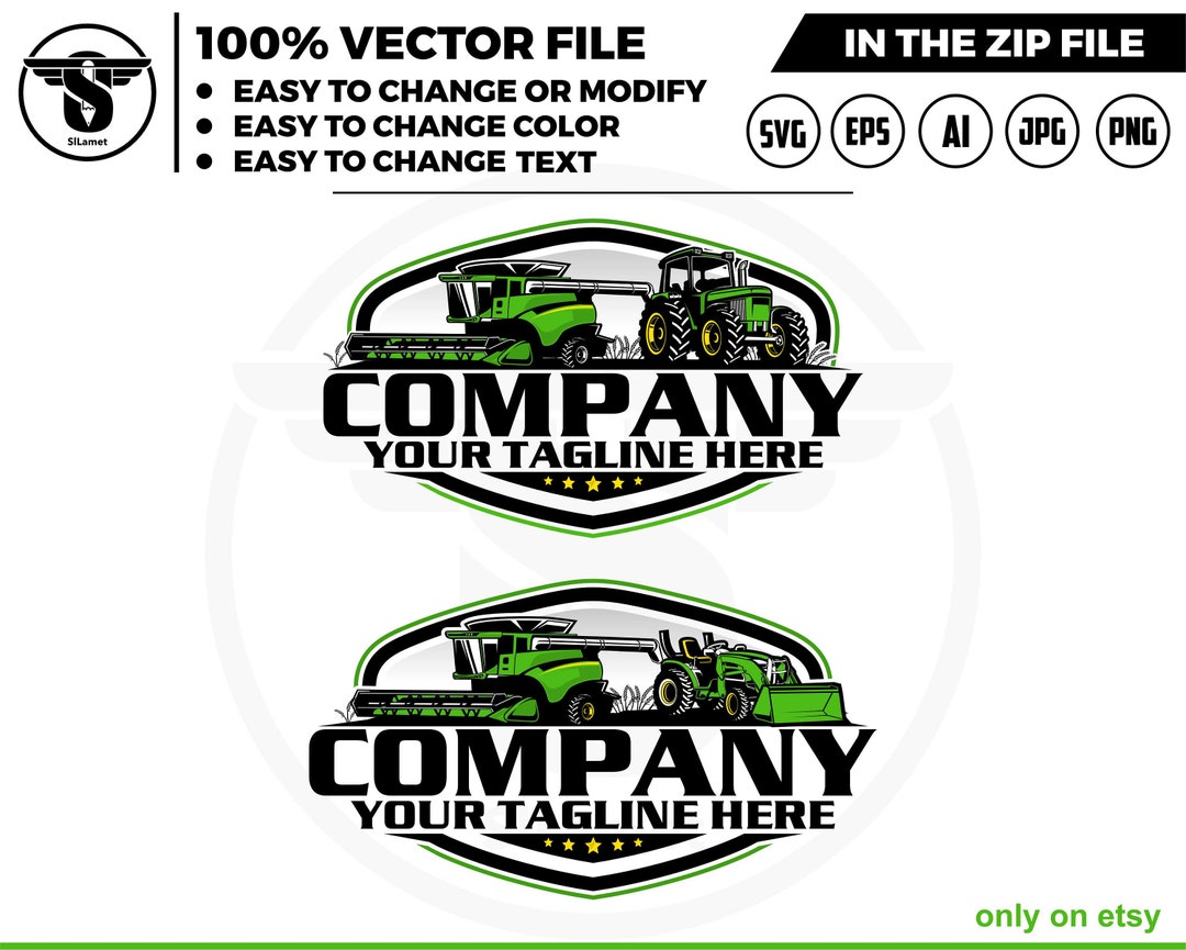 Combine Harvester and Tractor Logo - Farms Logo - Grain Tractor ...