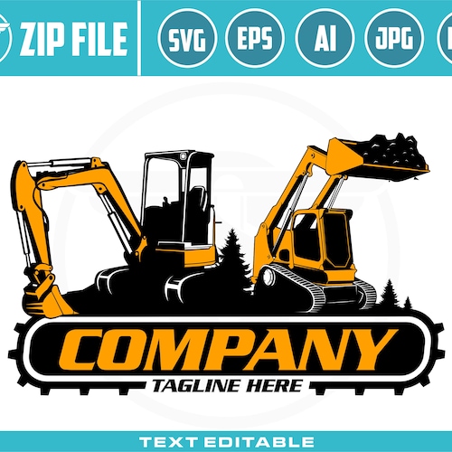 Mini Excavator and Bulldozer Logo Svg Skid Steer Bulldozer - Etsy