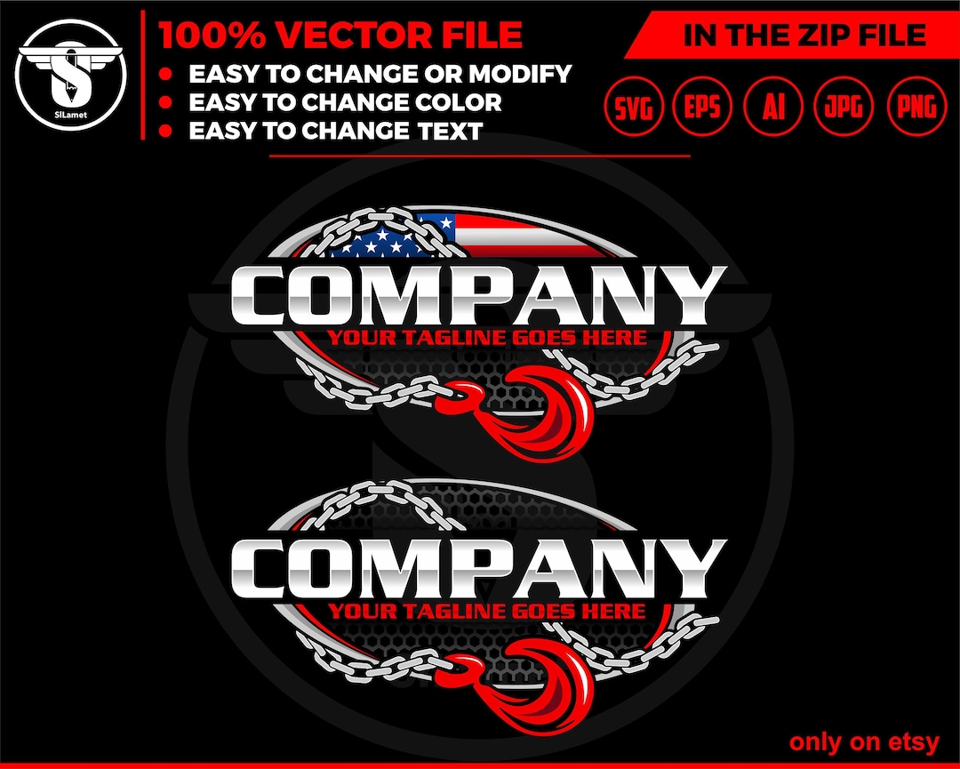 America Towing Logo, Towing Chain Logo, Towing Truck Logo, Towing Logo ...