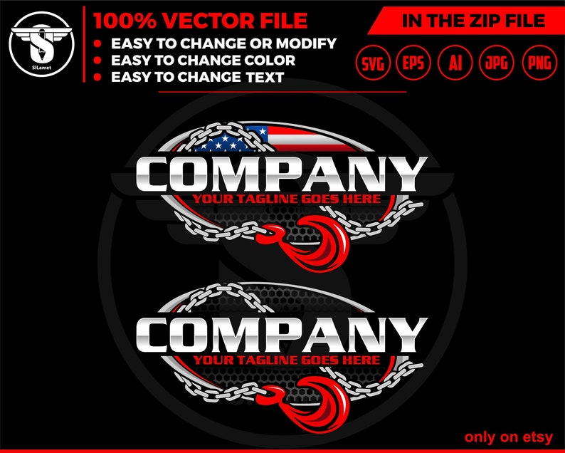 Towing Company Logo Template: Truck Chain Design (digital Download) - Etsy