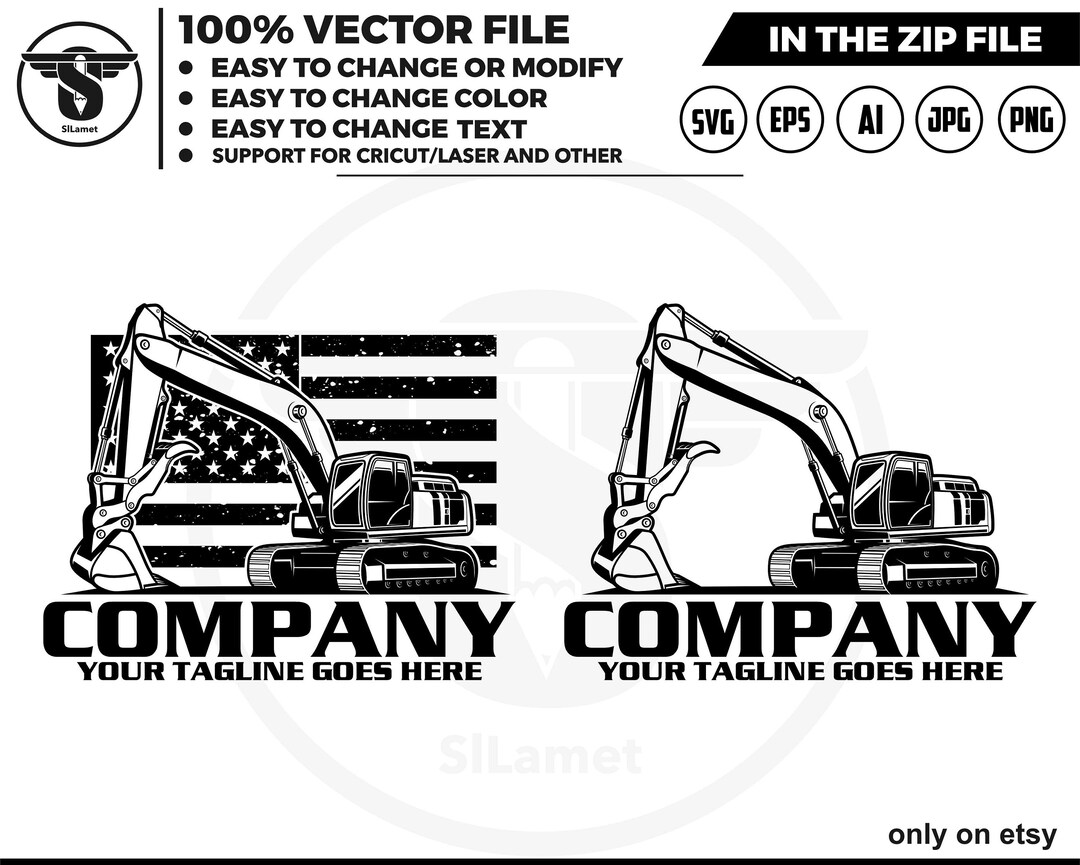 America Excavator Logo - Deere Excavator Logo - Digging Logo - Earth ...