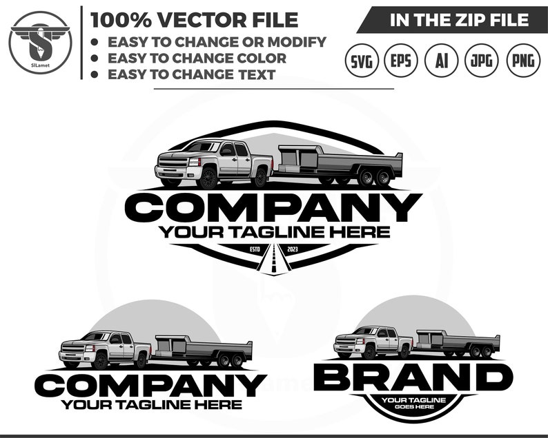 Pickup and Dump Trailer Logo, Trailer Towing Logo, Truck Pickup Logo ...