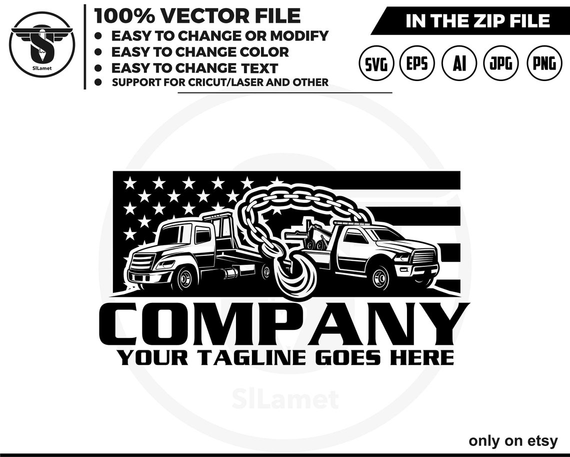 America Towing Truck Logo, Towing Logo Template, Towing Chain Svg ...