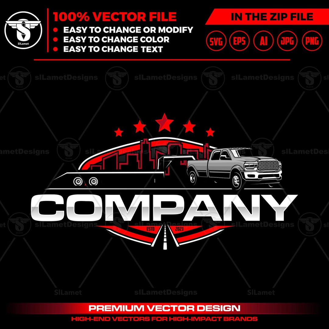 Ram 3500 Dually With Flatbed Trailer SVG: Trucking Logo (digital ...