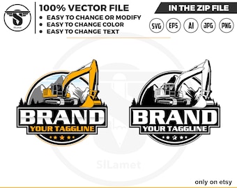 Excavator Heavy Equipment Construction Logo Earth Digging Logo Skid ...