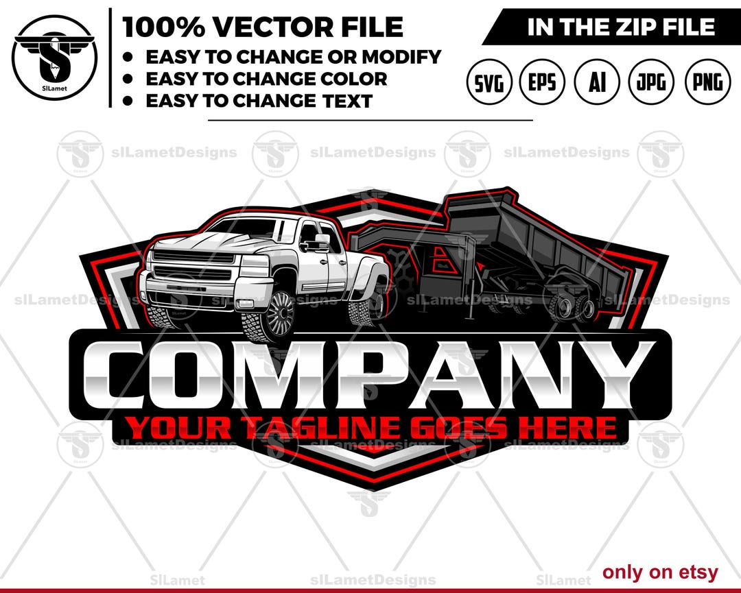 Pickup & Gooseneck Dump Trailers Logo : Hauling Equipment Vector (SVG ...