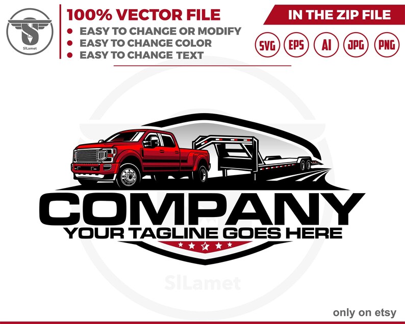 Pickup Truck and Trailer Logo: Equipment Transport Vector Designs (SVG ...