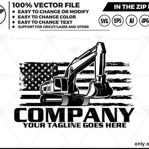 America Excavator Logo - Earth Digging Logo - USA Excavator Svg - Heavy ...