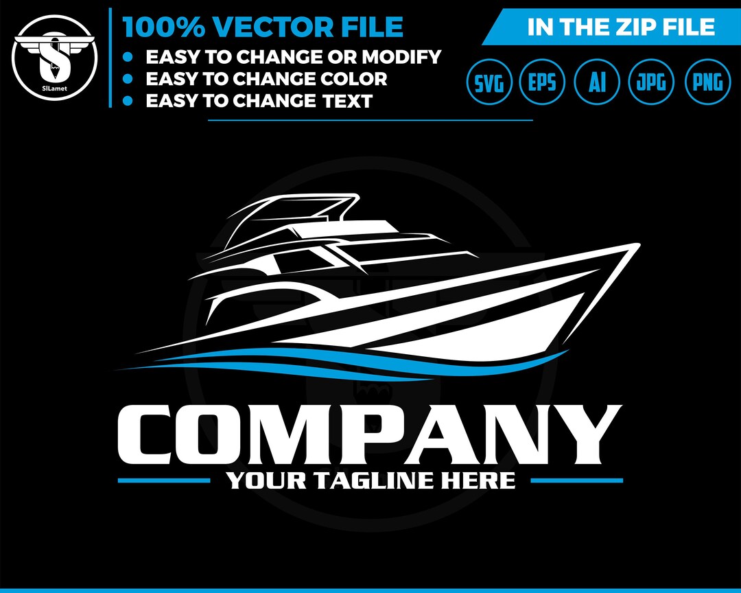 Speed Boat Logo SVG: Yacht Vector Graphics (digital Download) - Etsy